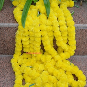 SALE ON 5 Pc Indian Yellow Artificial Decorative Marigold Flower ...