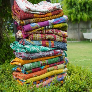 Cotton Kantha Quilt Indian Handmade Reversible twin Bed Cover | Etsy