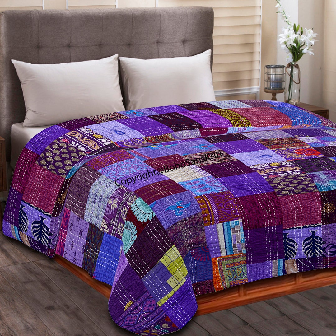 Vintage Patchwork Quilt Handmade Blanket Quilt Bedspread Throw - Etsy