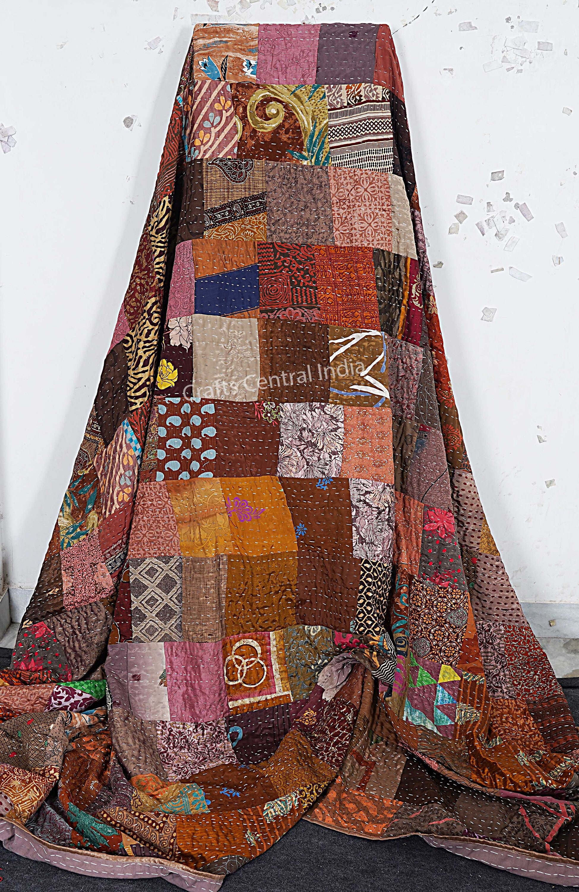 Vintage Handmade Kantha Quilt, Sari Coverlet, Sundance Kantha Throw ...