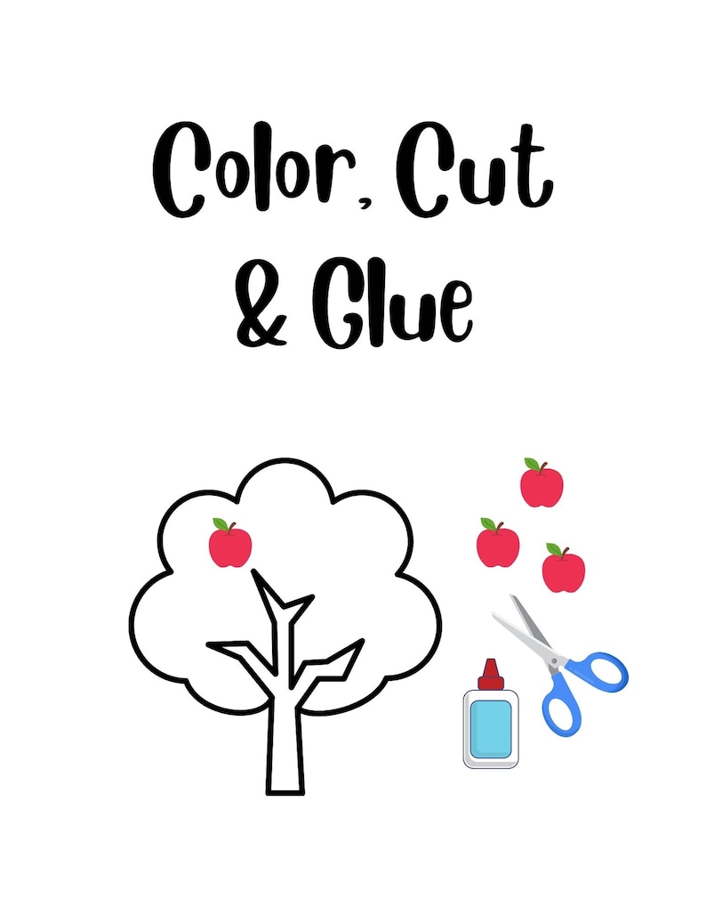 Color Cut & Glue Pages for Kids - Etsy