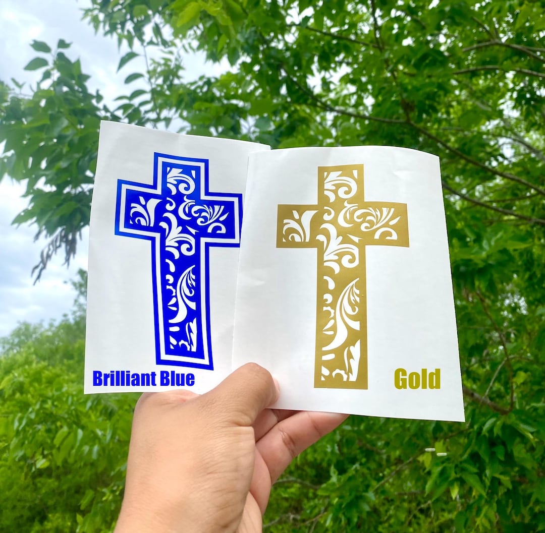 Tooled Pattern Cross | Permanent Decal - Etsy