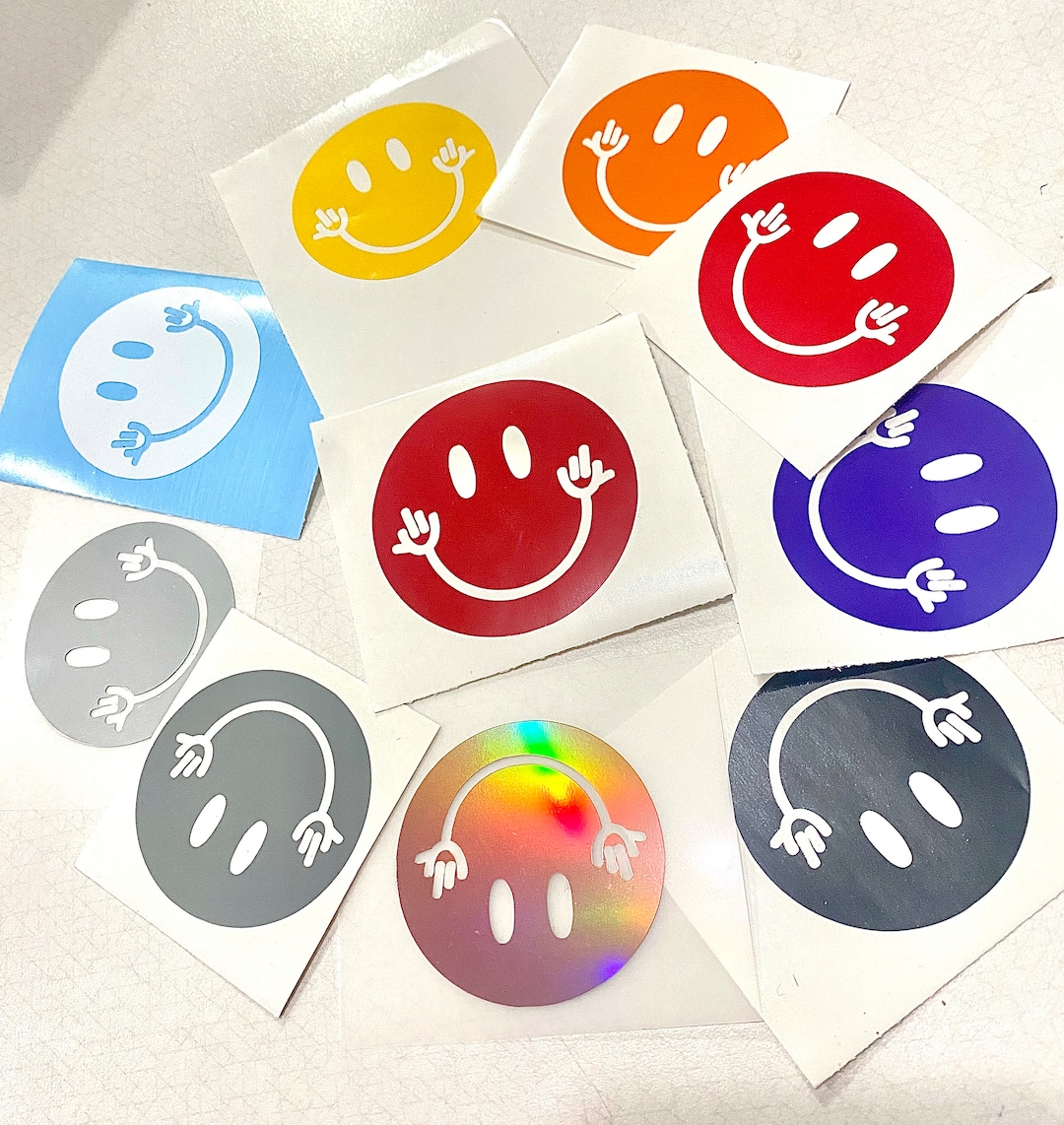 Smiley Face | Middle Fingers | Permanent | Vinyl Decal - Etsy