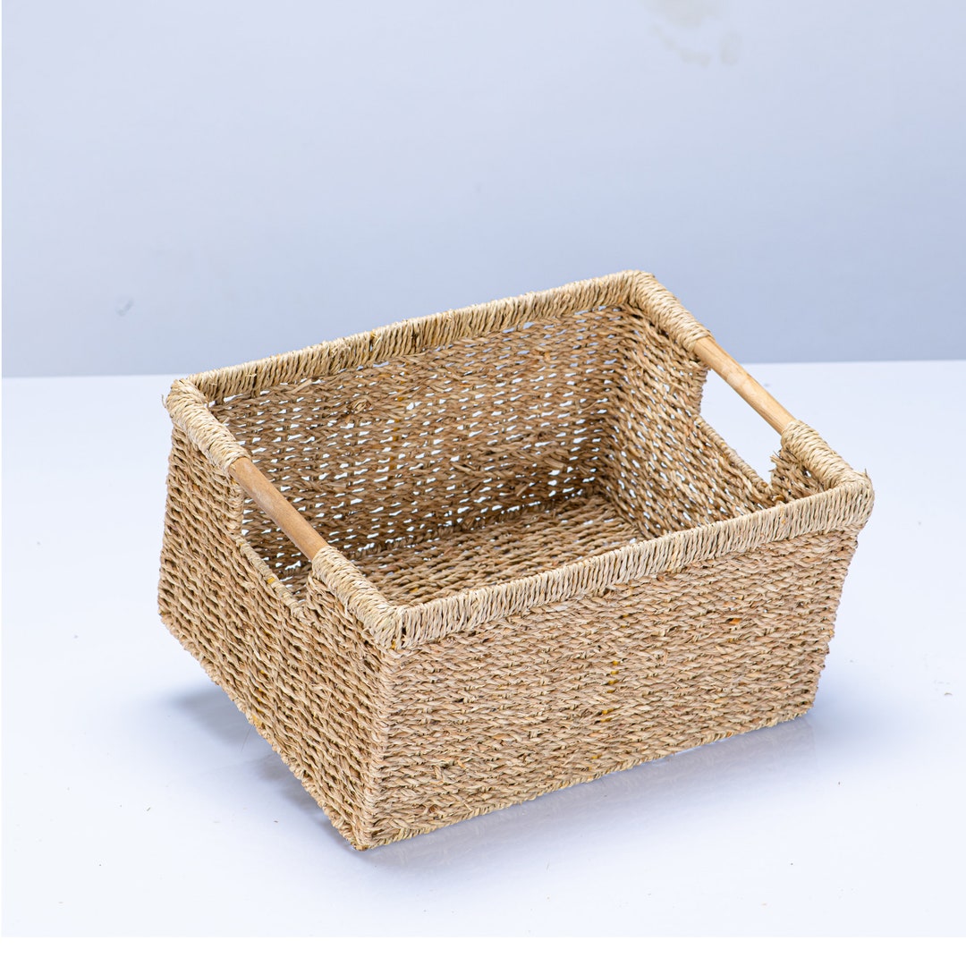 Large Rectangular Wicker Storage Basket – Seagrass Organizer With ...
