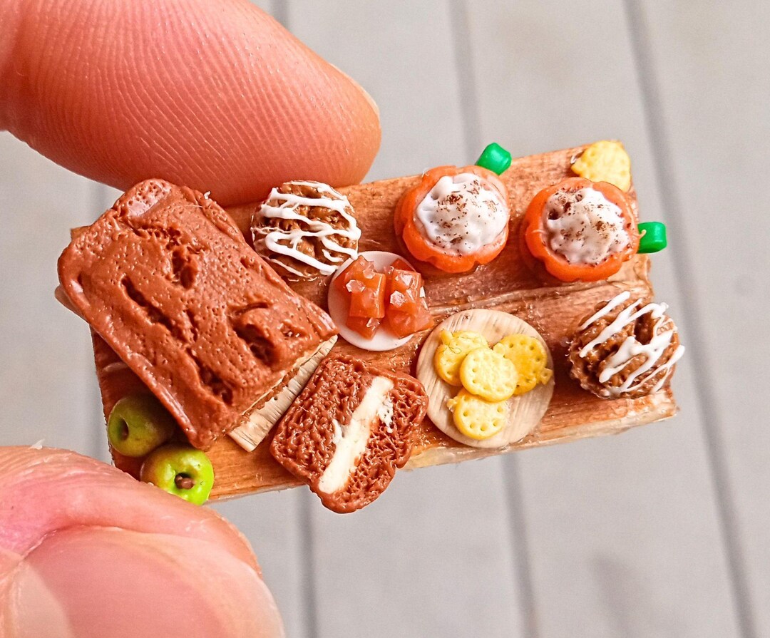 Miniature Polymer Clay Fall Food Scene: Pumpkin Cream Cheese Loaf - Etsy