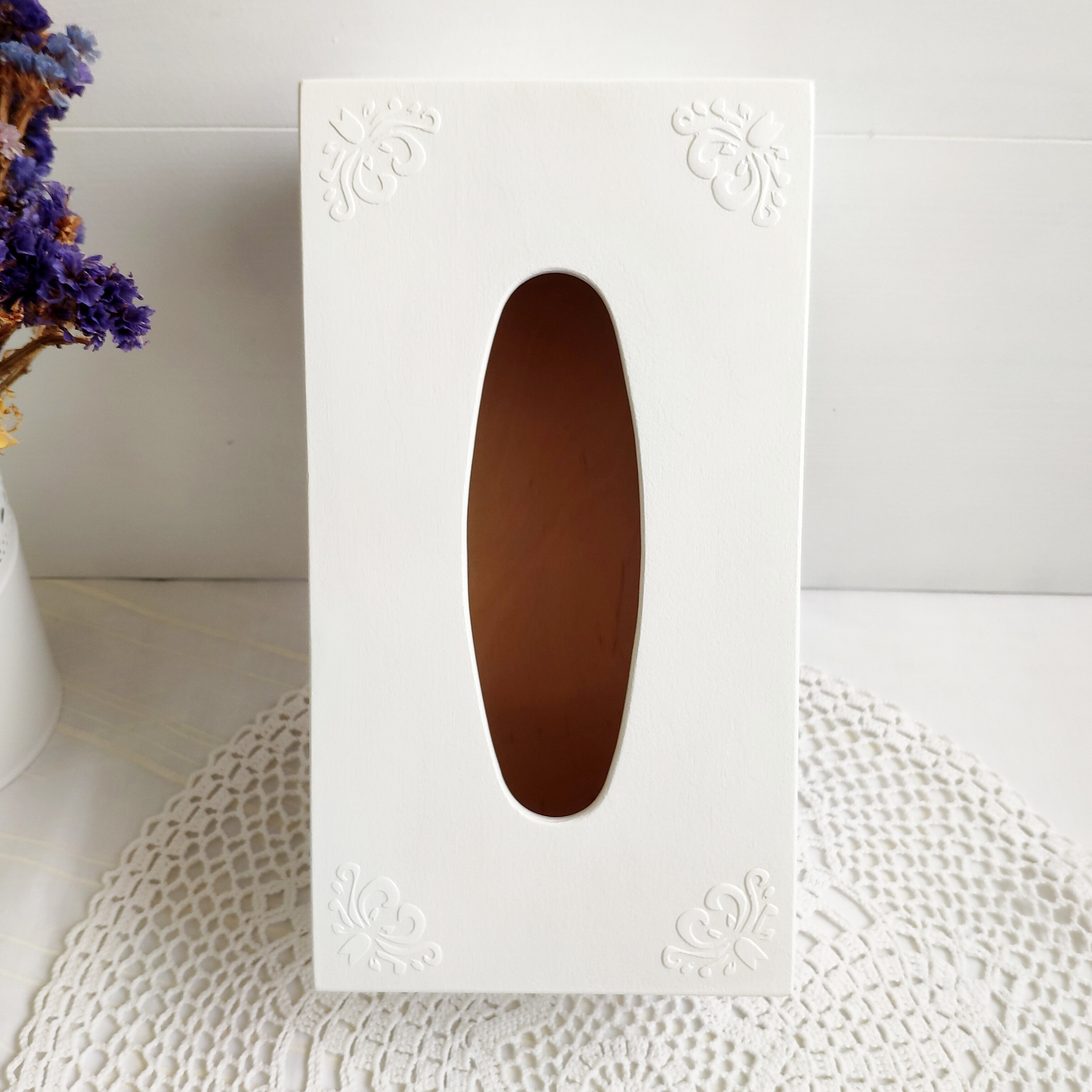 White Tissue Box Cover, Tissue Storage, Rectangular Tissue Box Holder ...
