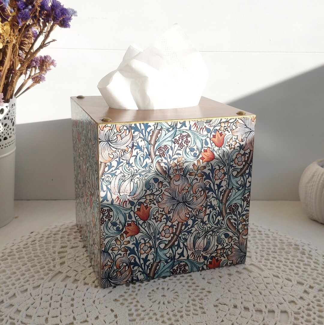 William Morris Tissue Box, Wooden Tissue Storage, Golden Lily Tissue ...