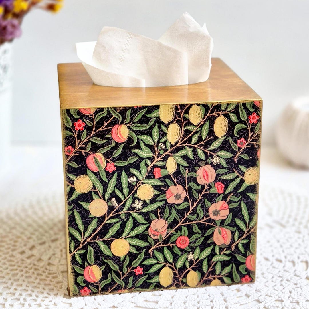 William Morris Tissue Box Cover, Wooden Square Tissue Box Holder ...