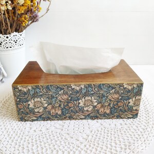 Floral Wooden Tissue Box Cover, Tissue Storage, Handcrafted Rectangular ...