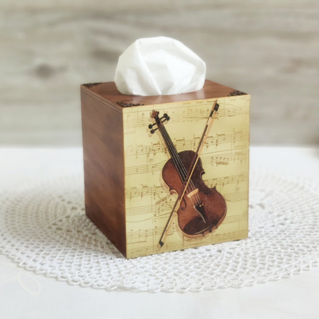Tissue Box Cover With Violin Wood Tissue Box Holder Napkin - Etsy