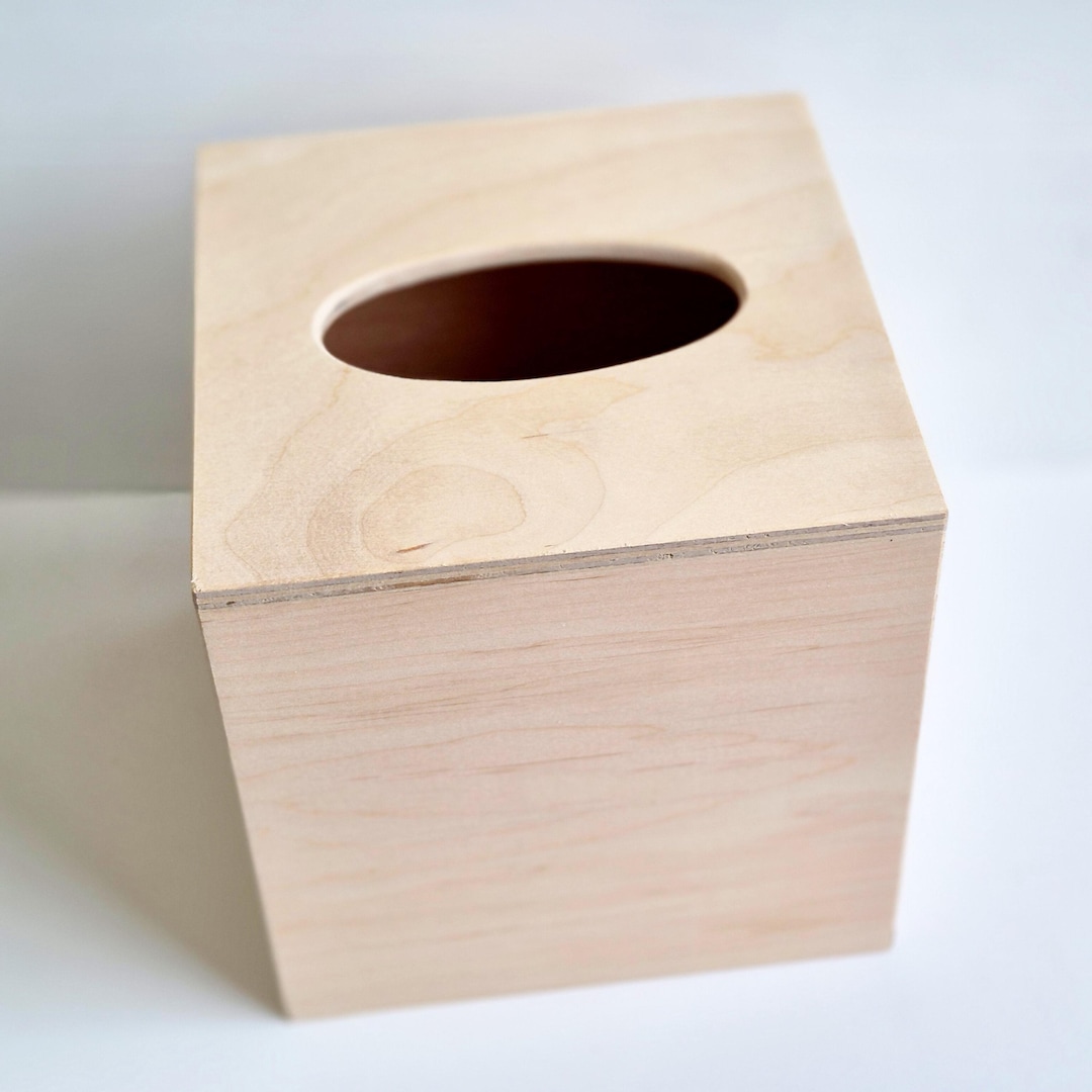 Unfinished Wooden Tissue Box Cover, DIY Tissue Box, Unpainted Square ...