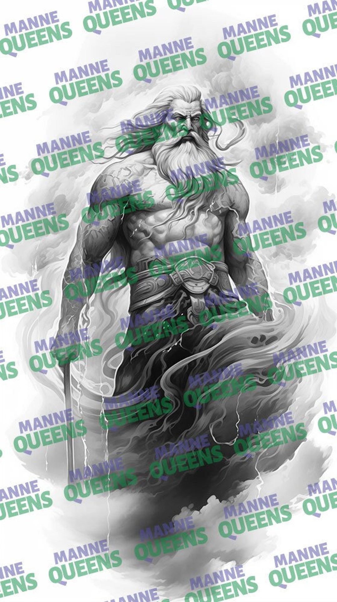 Unique Greek Mythology Poseidon Tattoo Design - Digital Download - Etsy