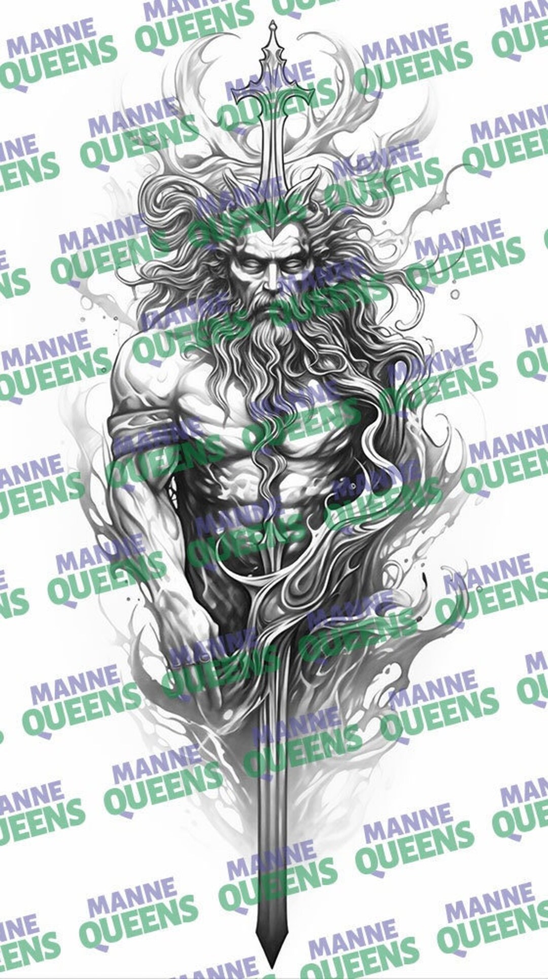 Unique Greek Mythology Poseidon Tattoo Design - Digital Download - Etsy