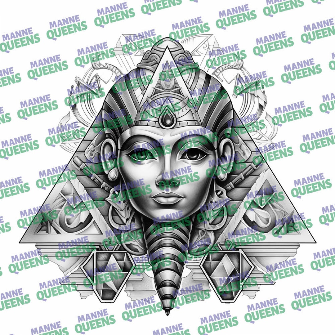 Unique Egypt Mythology Tutankhamun Tattoo Design - Digital Download - Etsy
