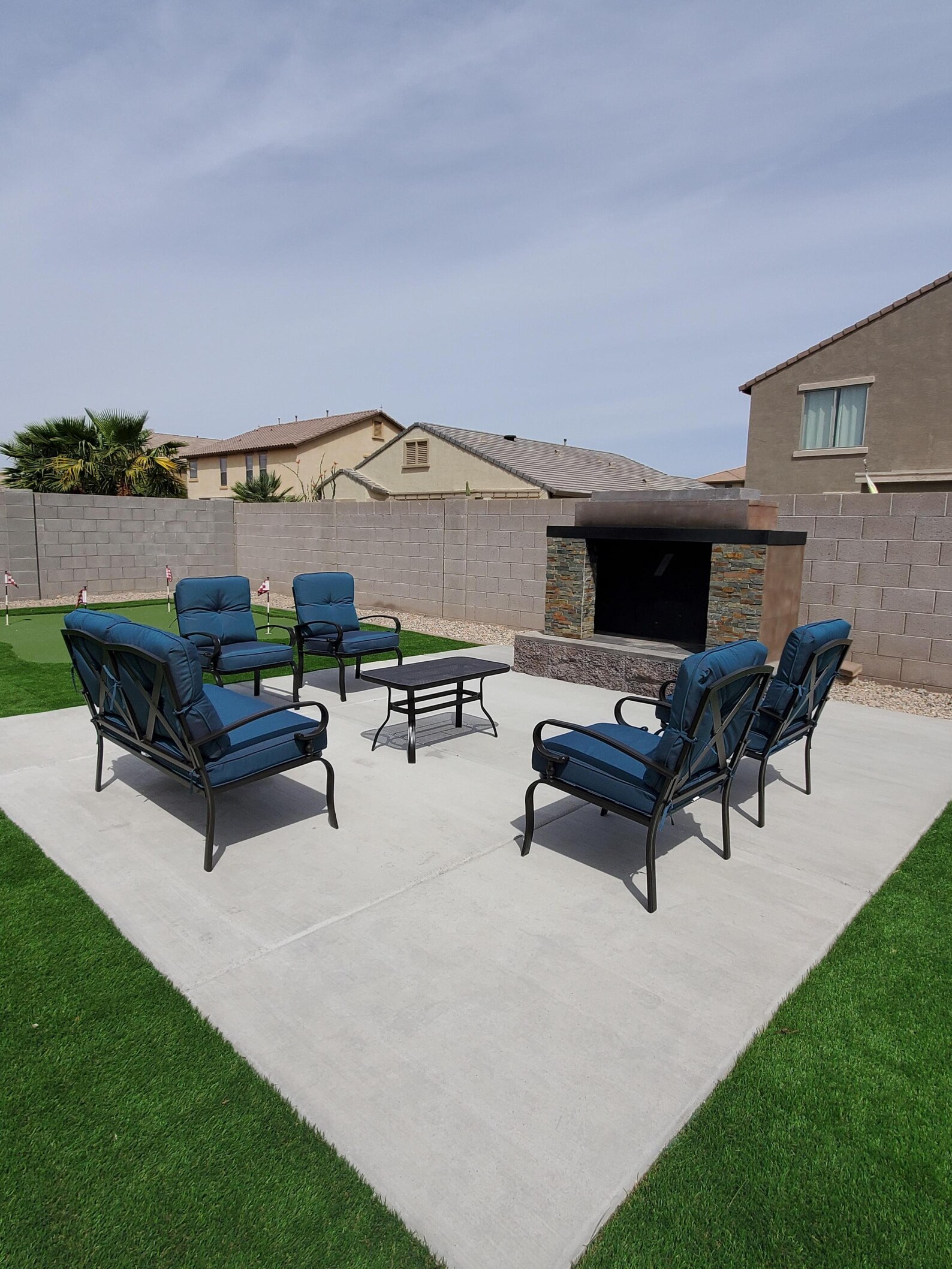 Outdoor Metal Furniture Set Patio Wrought Iron Conversation Set, 7 ...