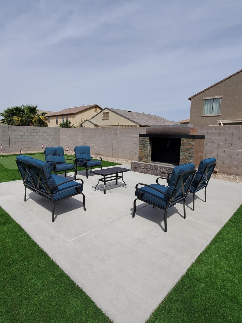 Outdoor Metal Furniture Set Patio Wrought Iron Conversation Set, 7 ...
