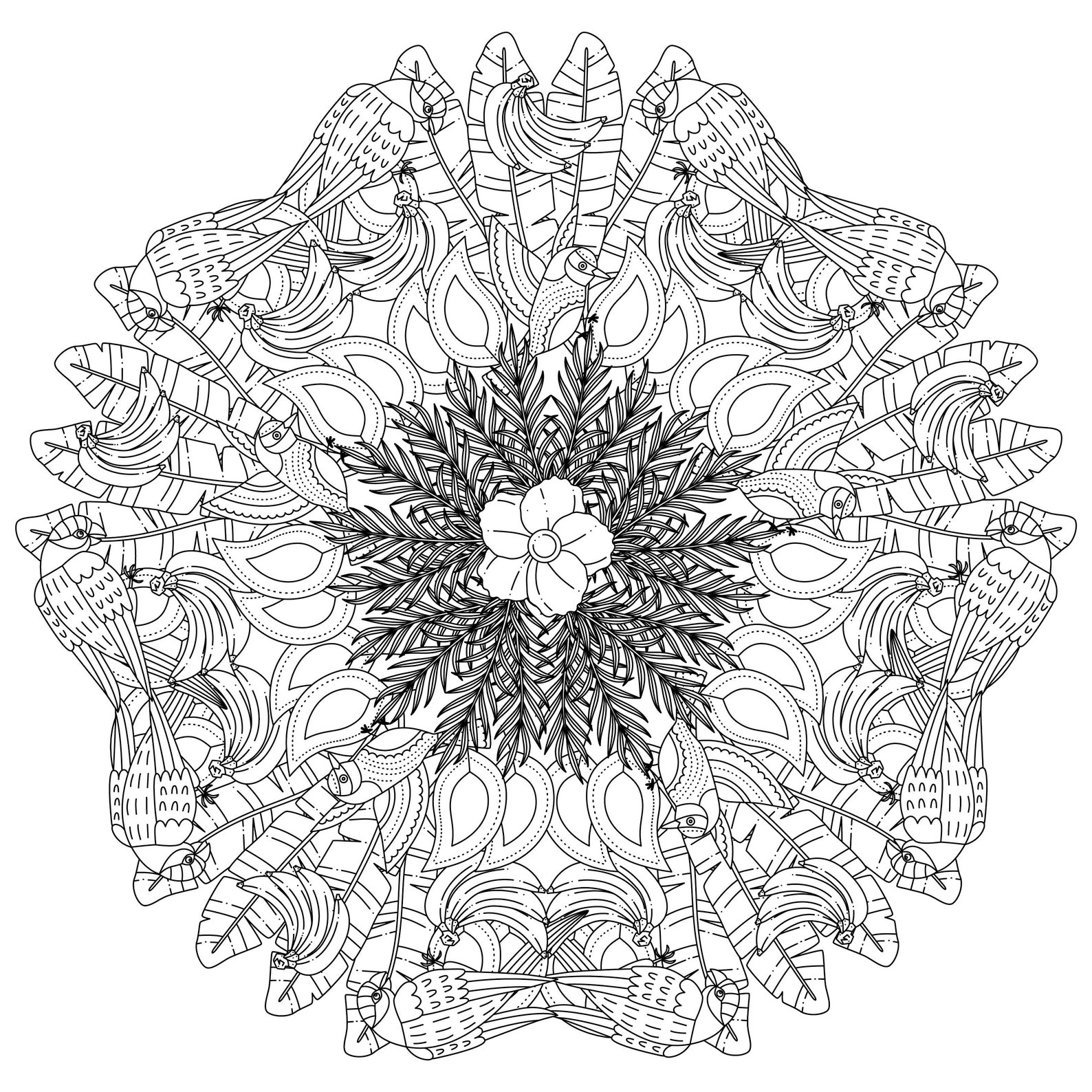 20 Tropical Jungle Mandala Adult Coloring Pages - Etsy