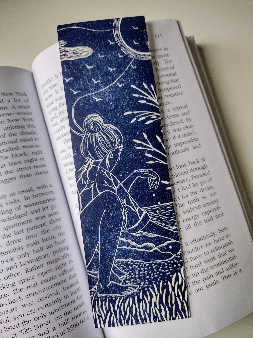 Linocut Bookmark: Handprinted Nature Art - Gardener Gift - Etsy