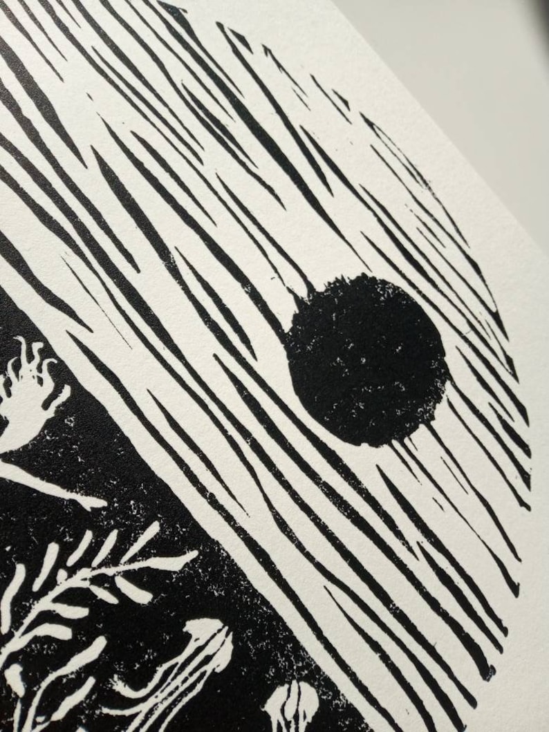 Underwater Garden Print, Linocut Print, Lino Art, Sea Themed Art Print ...