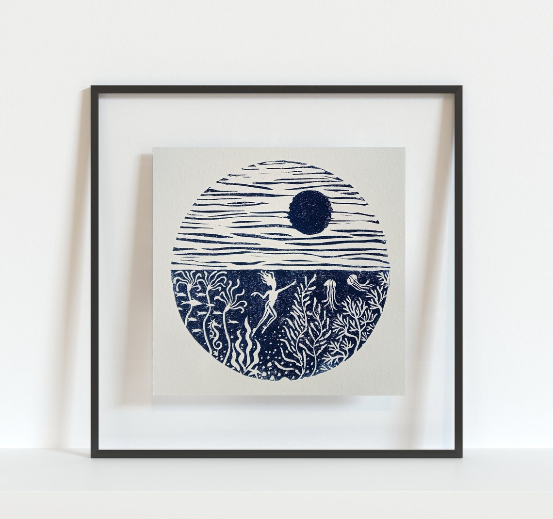 Underwater Garden Print Linocut Print Lino Art Sea Themed - Etsy