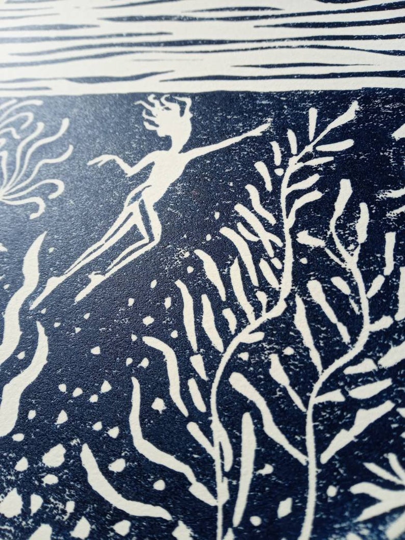 Underwater Garden Print Linocut Print Lino Art Sea Themed - Etsy