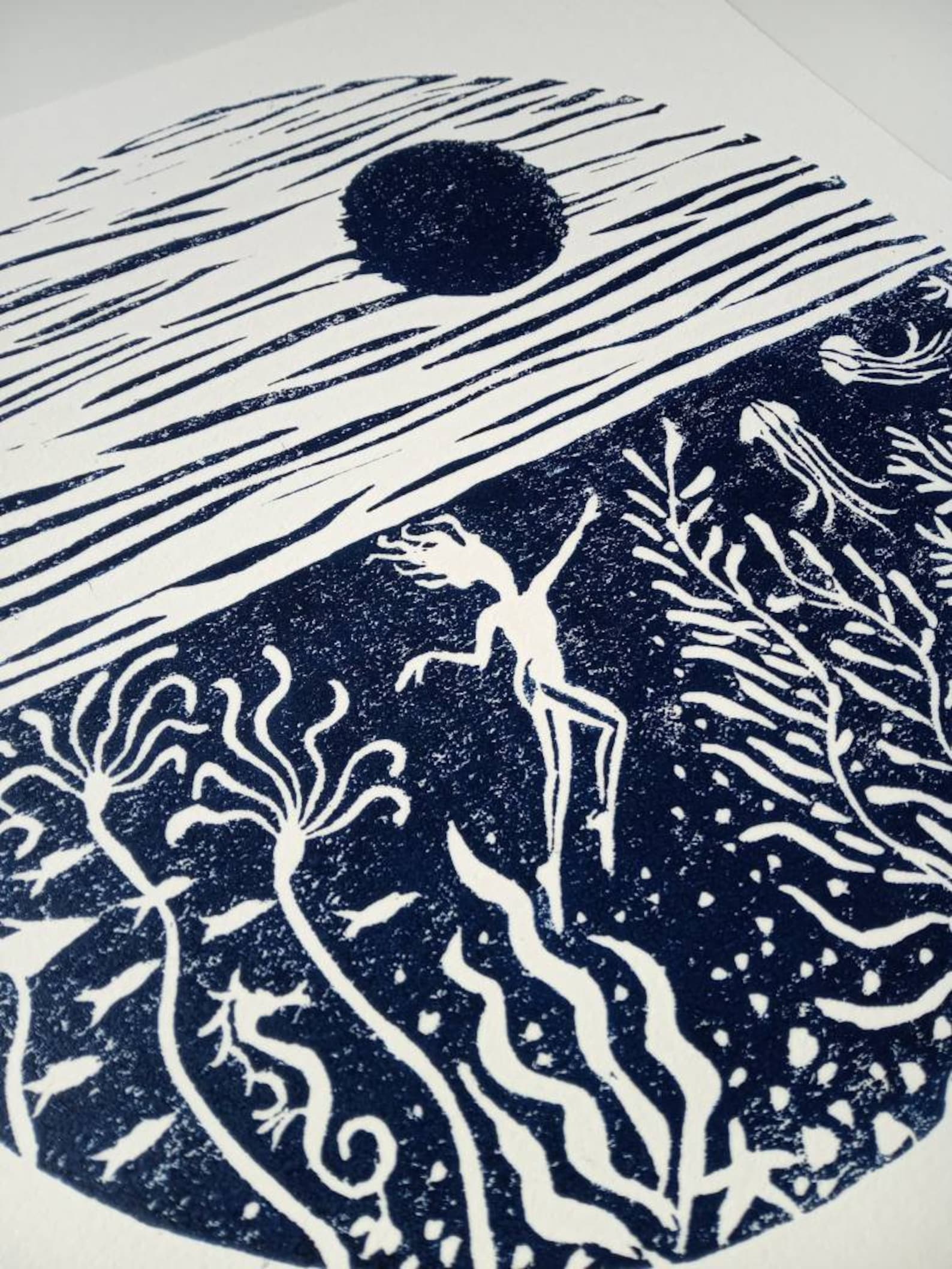 Underwater Garden Print Linocut Print Lino Art Sea Themed - Etsy