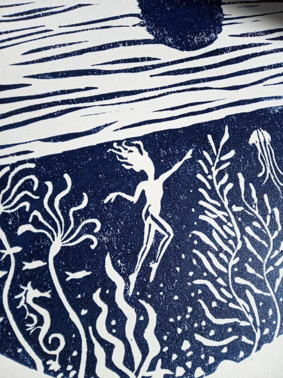 Underwater Garden Print Linocut Print Lino Art Sea Themed - Etsy