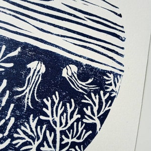Underwater Garden Print, Linocut Print, Lino Art, Sea Themed Art Print ...