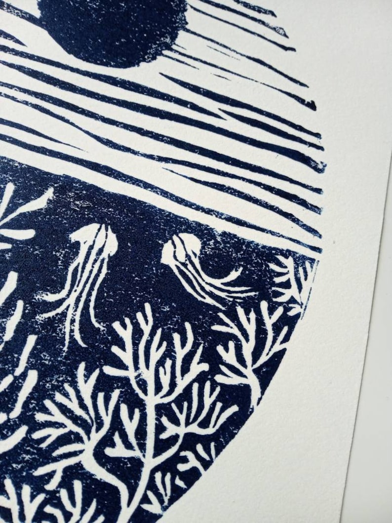 Underwater Garden Print Linocut Print Lino Art Sea Themed - Etsy