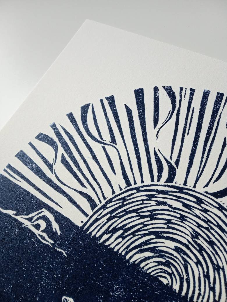 Sea Friends Linocut Art Print: Coastal Swimming Scene - Etsy