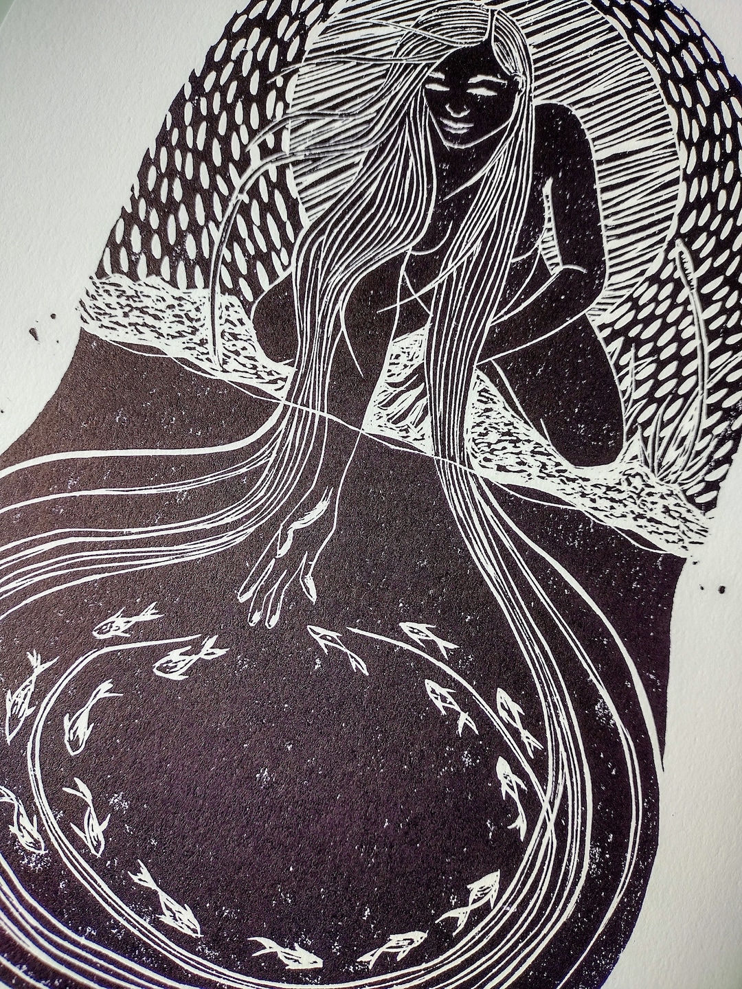 Infinite Flow Linocut Art Print, Handprinted Lino Wall Art, Flow Art ...