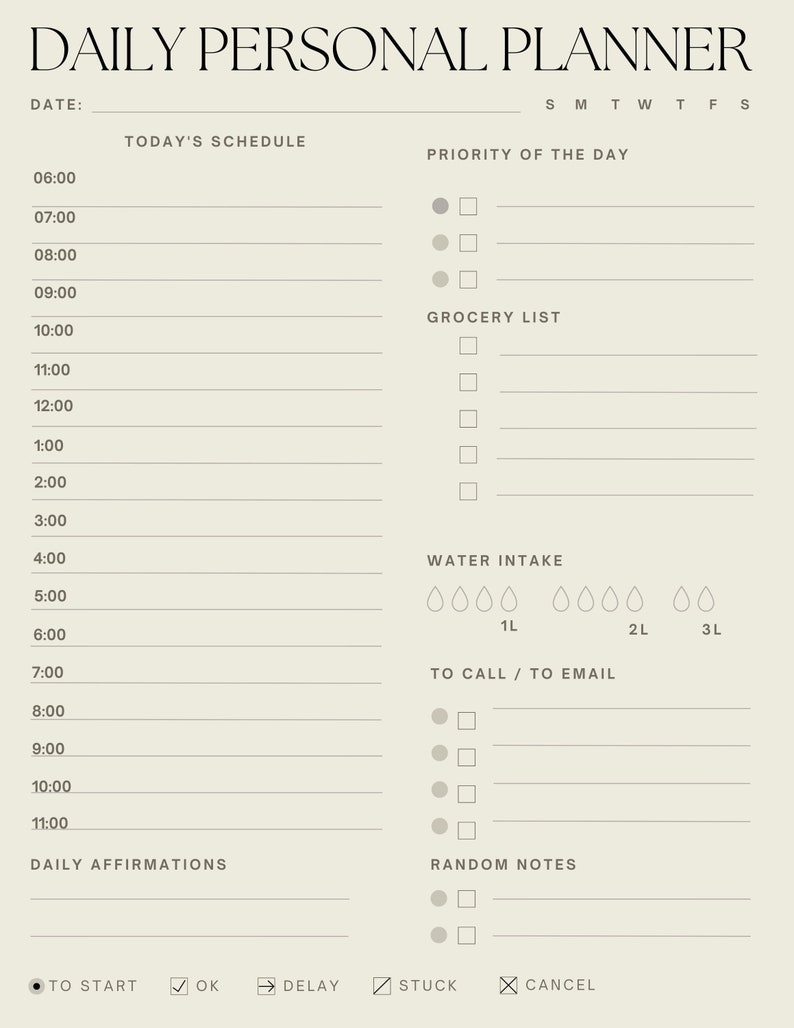 Modern Simple Daily Planner - Etsy