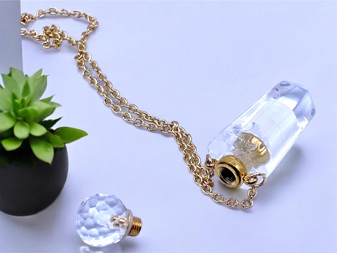 Potion Bottle, Quartz Crystal Bottle Necklace, Perfume Bottle Necklace ...