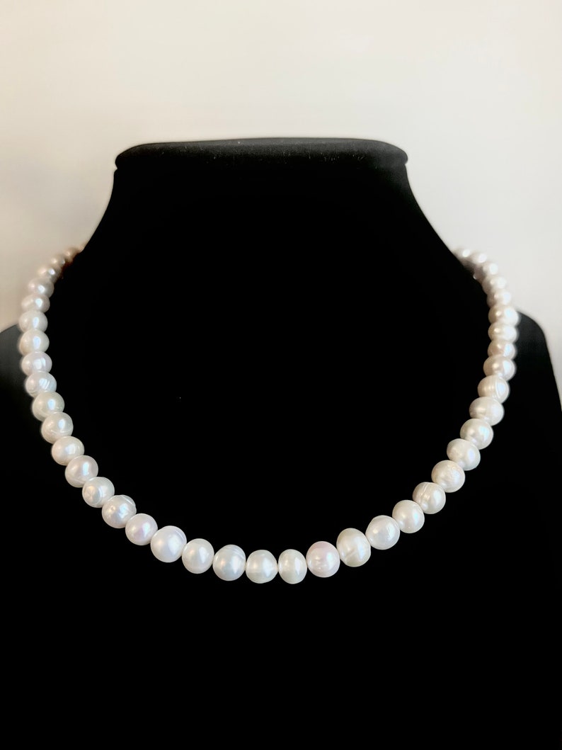 Freshwater Pearl Necklace For Men White Pearl Necklace Men Etsy