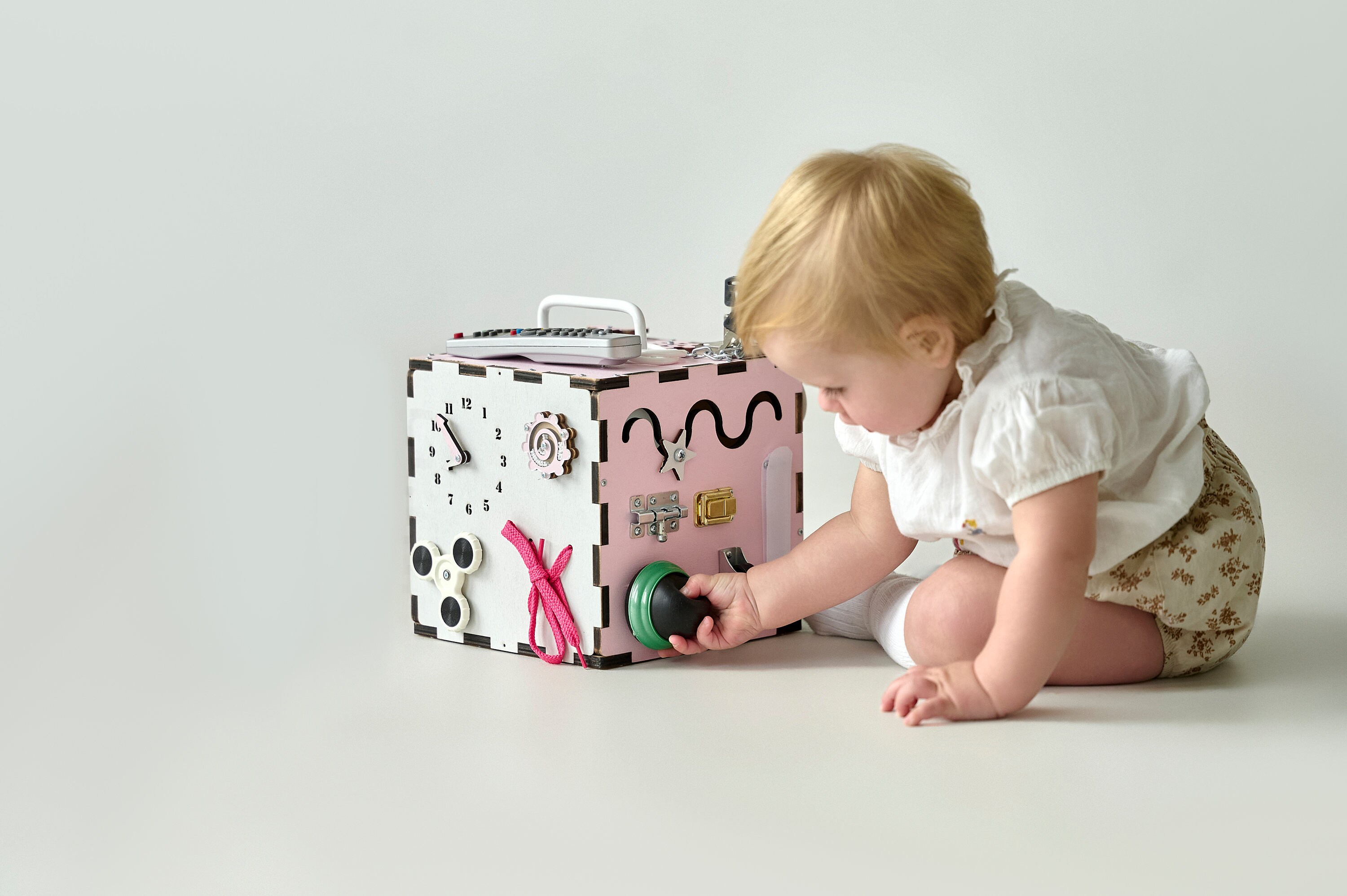 Personalized 1 Year Old Gift Wooden Sensory Toddler Busy Activity Cube ...