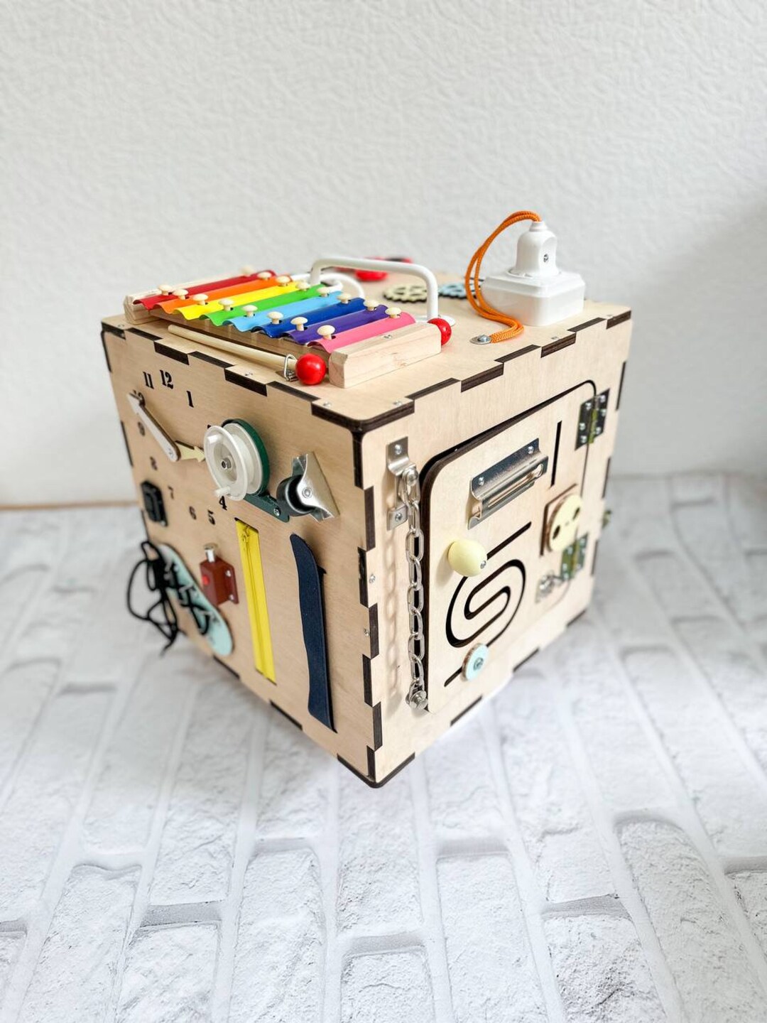 Busy Cube 1 Year Old | Sencory Cube for Toddler | Wooden Busy Board ...