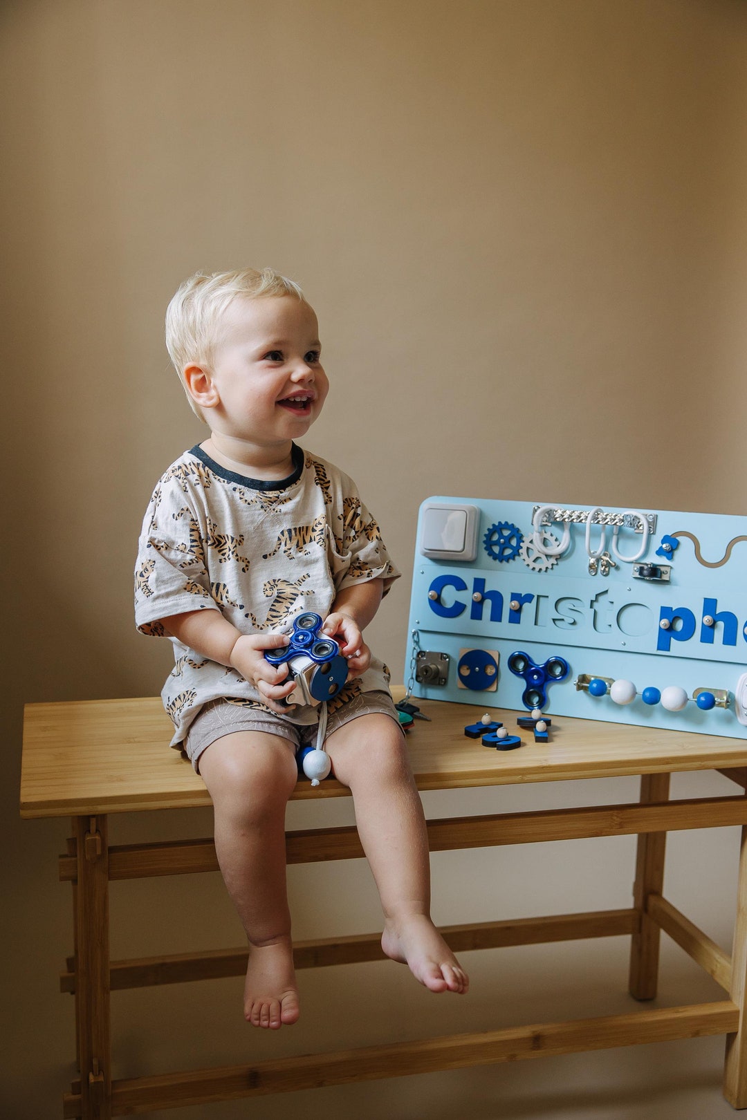 Custom Name Busy Board Puzzle With Pegs, Personalized Montessori Toy ...