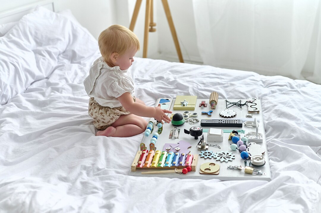 Personalized Custom Baby Busy Board, Large Toddler Activity Busyboard ...