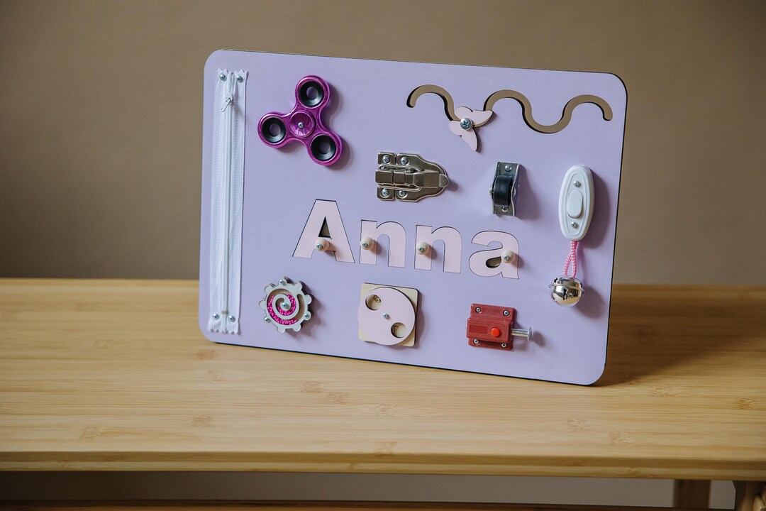 Toddler Busy Board With Custom Name Puzzle | Montessori Activity ...