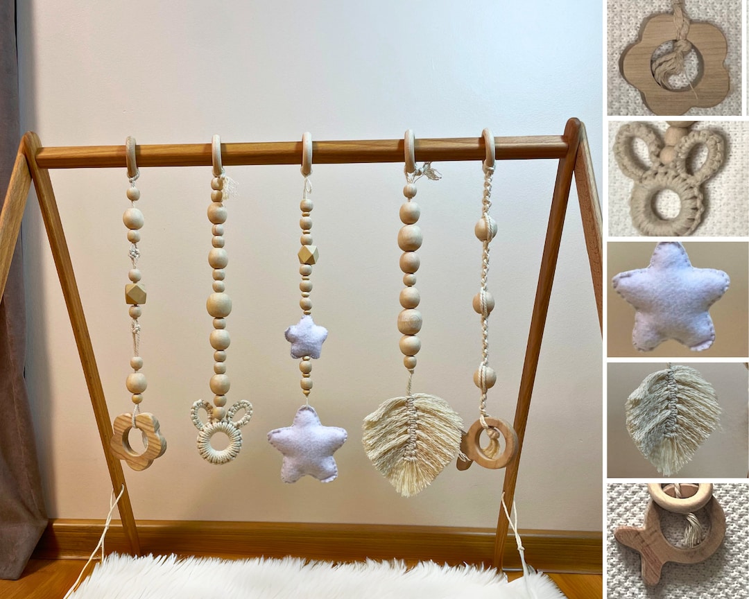 1 Year Old Gift Baby Play Gym Floor Stand, Nursery Furniture Wooden ...
