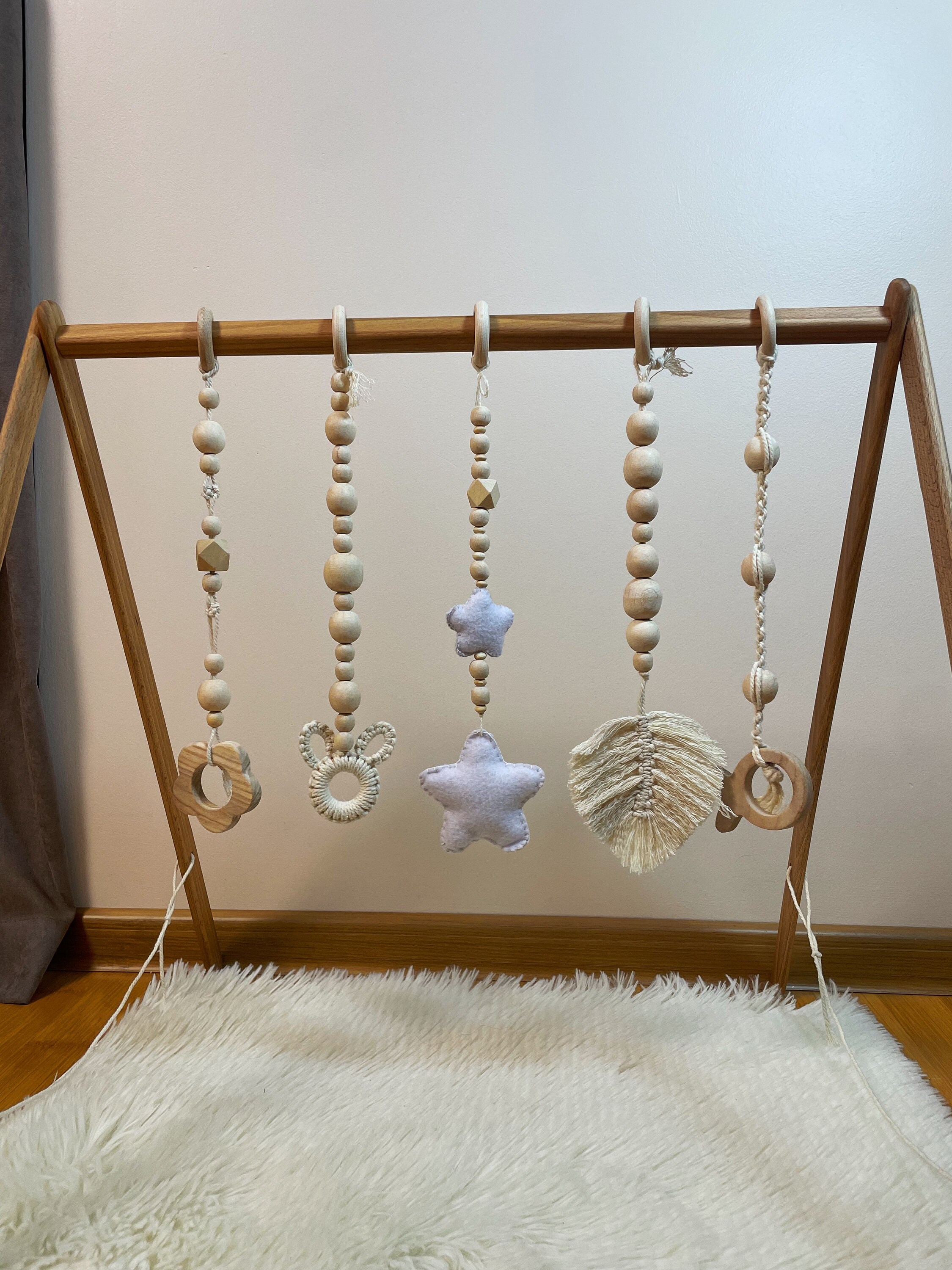 1 Year Old Gift Baby Play Gym Floor Stand, Nursery Furniture Wooden ...