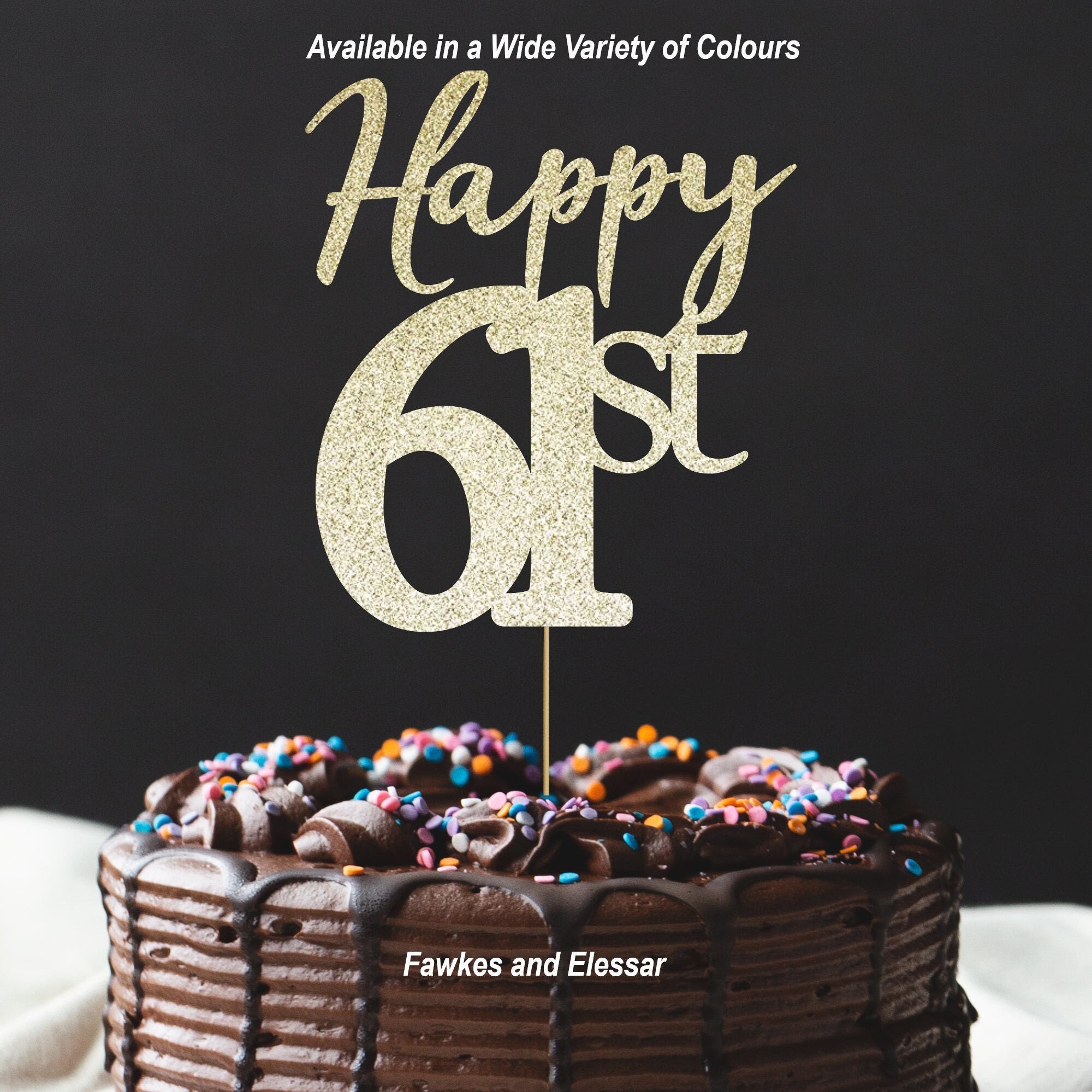 Happy 61st 62nd 63rd 64th 65th 66th 67th 68th 69th Birthday Cake Topper ...