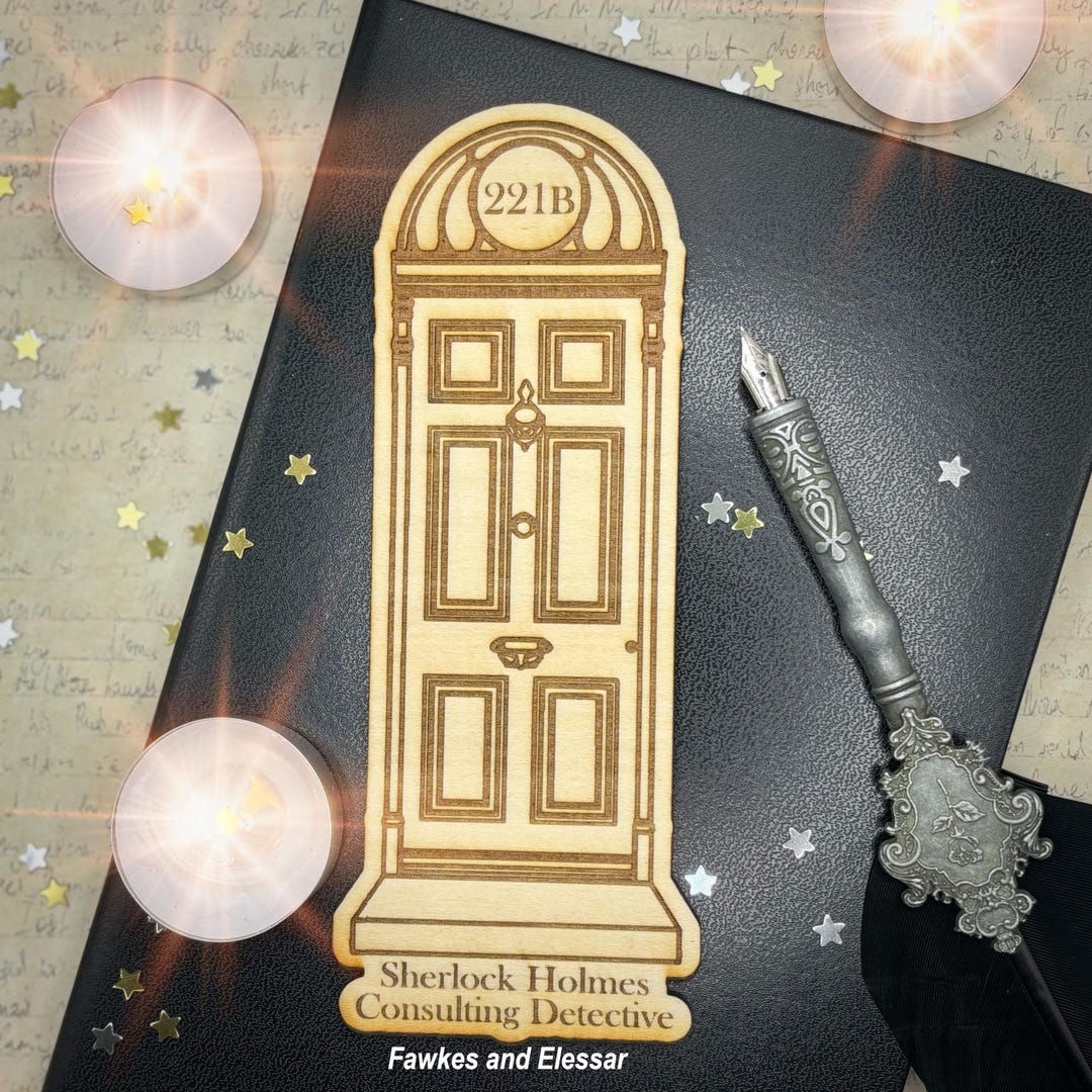 221B Baker Street Door Wooden Bookmark Sherlock Consulting Detective ...