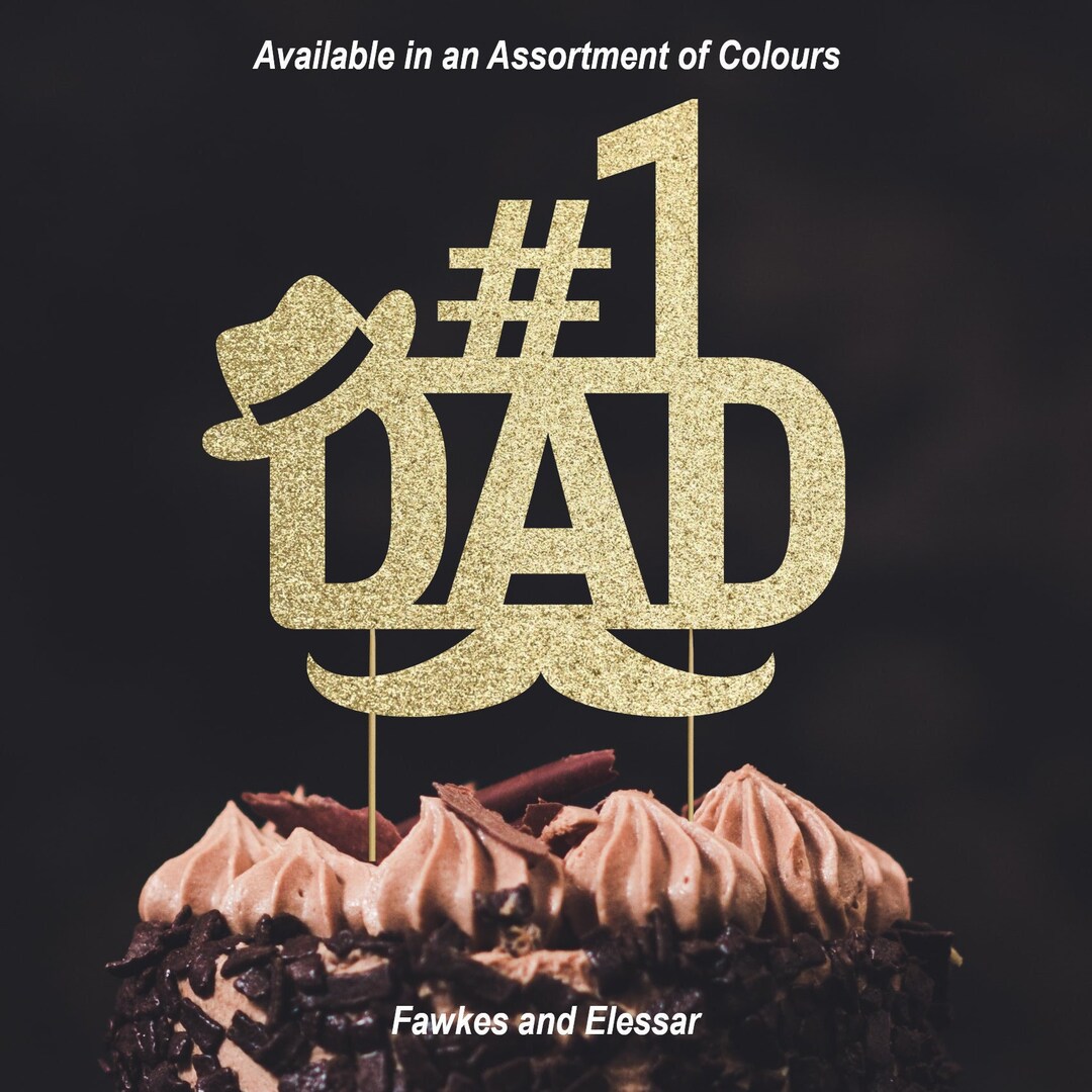 Number One #1 Dad Father Cake Topper Hat Moustache Cake Topper | 24 ...
