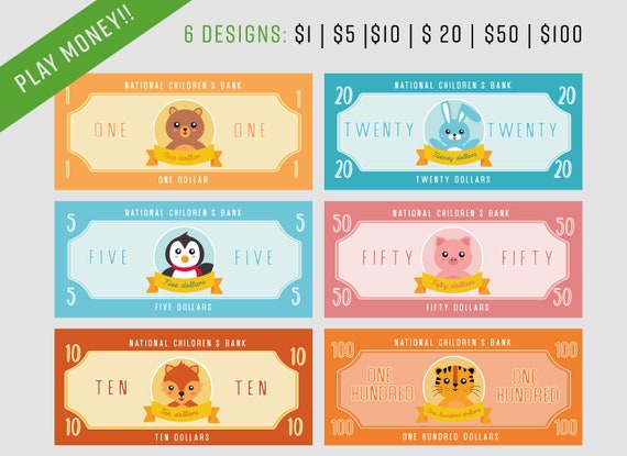 Play Money Printable Kids Play Money Learning Money | Etsy Australia