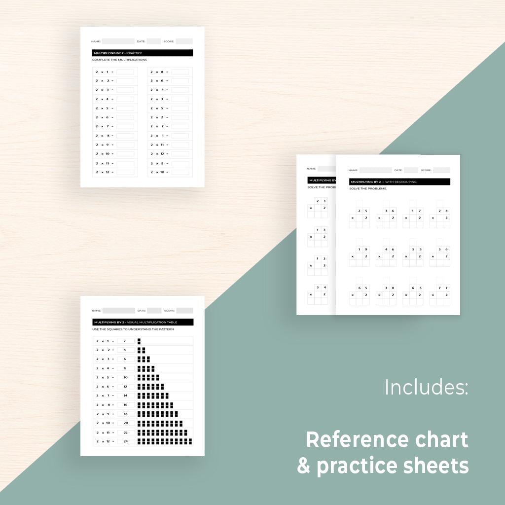 Multiplication Table 2 Worksheets | Color-coded Visual Math | 2nd 3rd ...