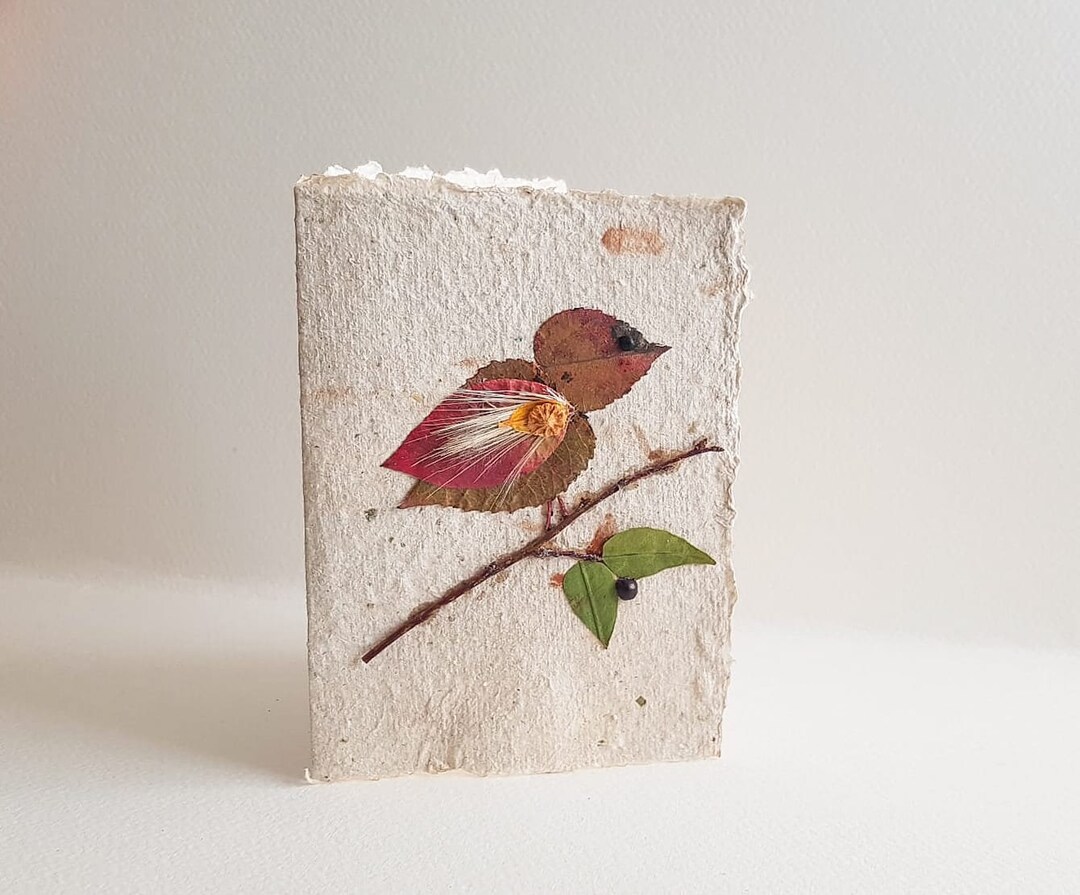 Unique Handmade Greeting Card From Handmade Paper and Dried Leaves and ...
