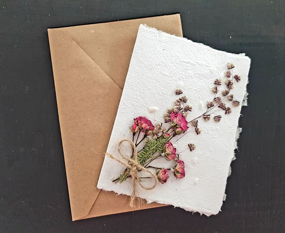 Unique Handmade Greeting Card From Handmade Paper and Dried Flowers ...