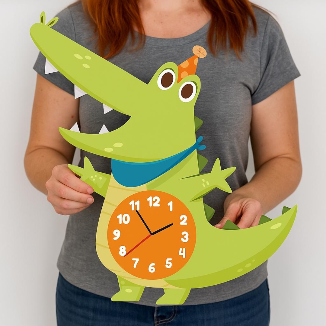 Crocodile Pendulum Clock - Wall Clock - Animal Clocks - Kids Bedroom ...