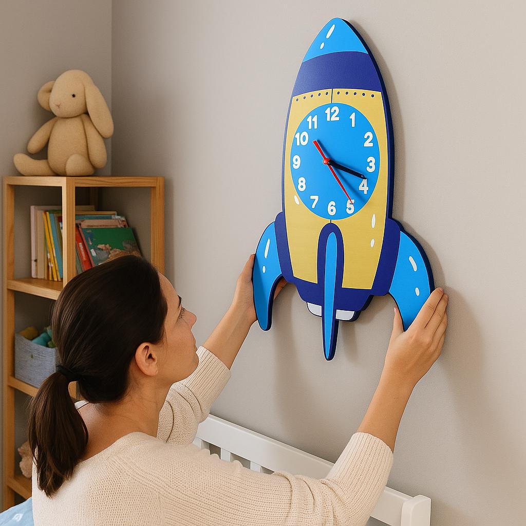 Rocket Wall Clock: Silent Kids Room Decor, Laser-cut Plywood - Etsy